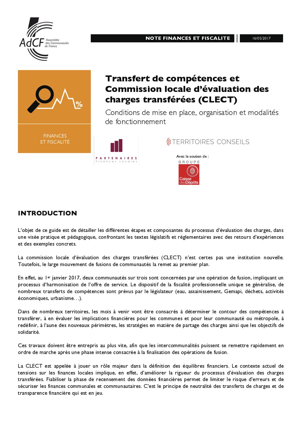 Transfert de compétences et Commission locale d’évaluation des charges ...