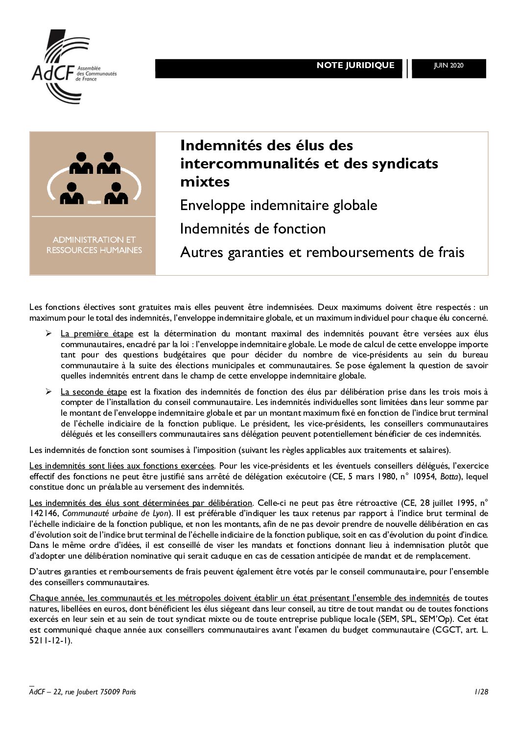 Indemnités des élus des intercommunalités et des syndicats mixtes ...